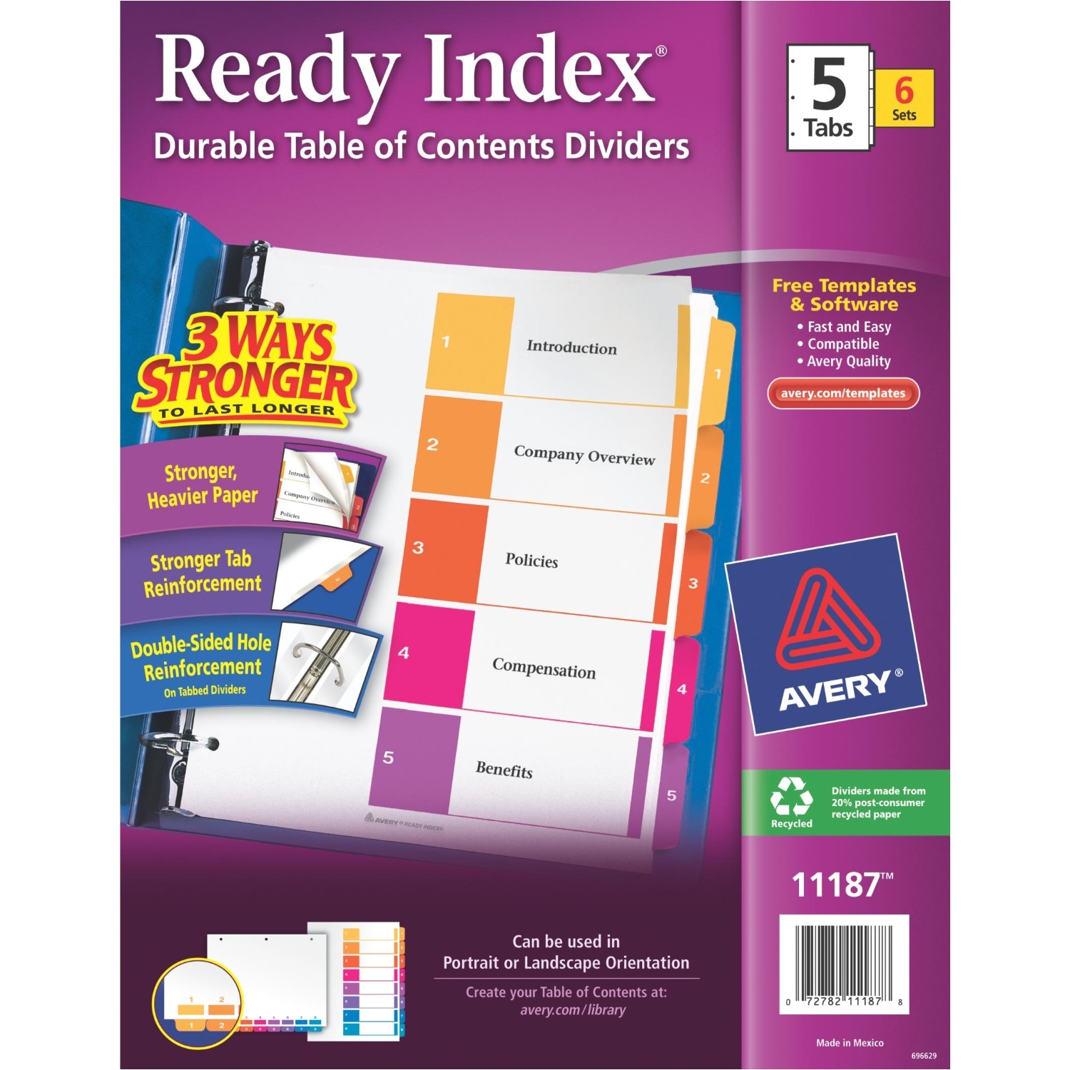 Avery 5 Tab Template 11187 Williamson ga us