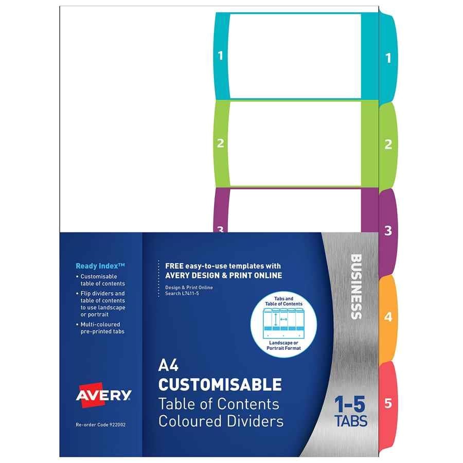 Avery 5 Tab Template 11187 Williamson ga us