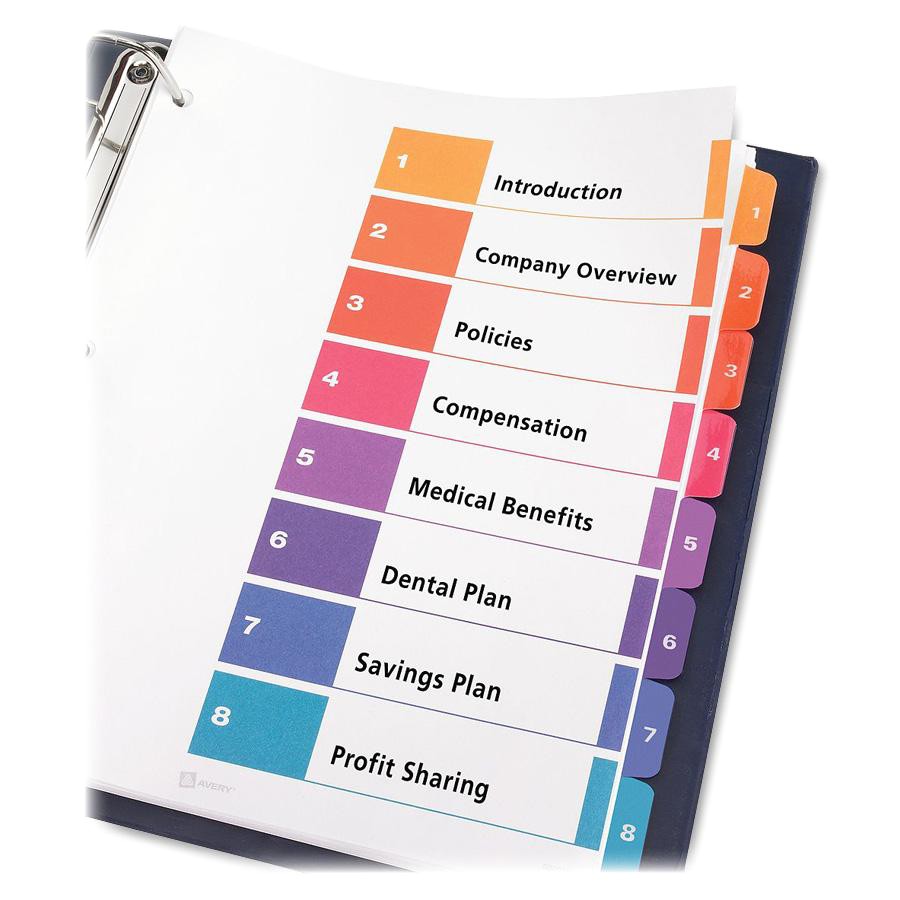 Avery 8 Tab Template 11133 Williamson ga us