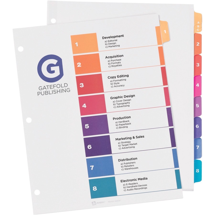 Avery Ready Index 8 Tab Template Williamson ga us