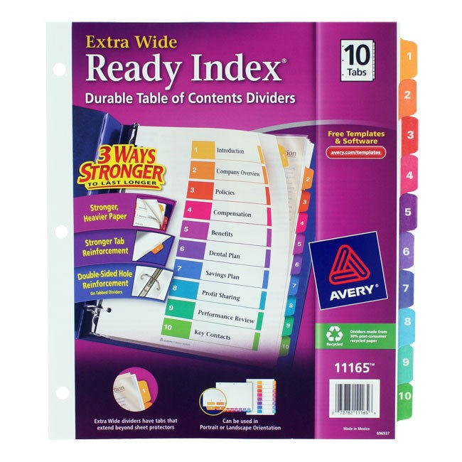 Avery Ready Index Template 10 Tab Williamson ga us