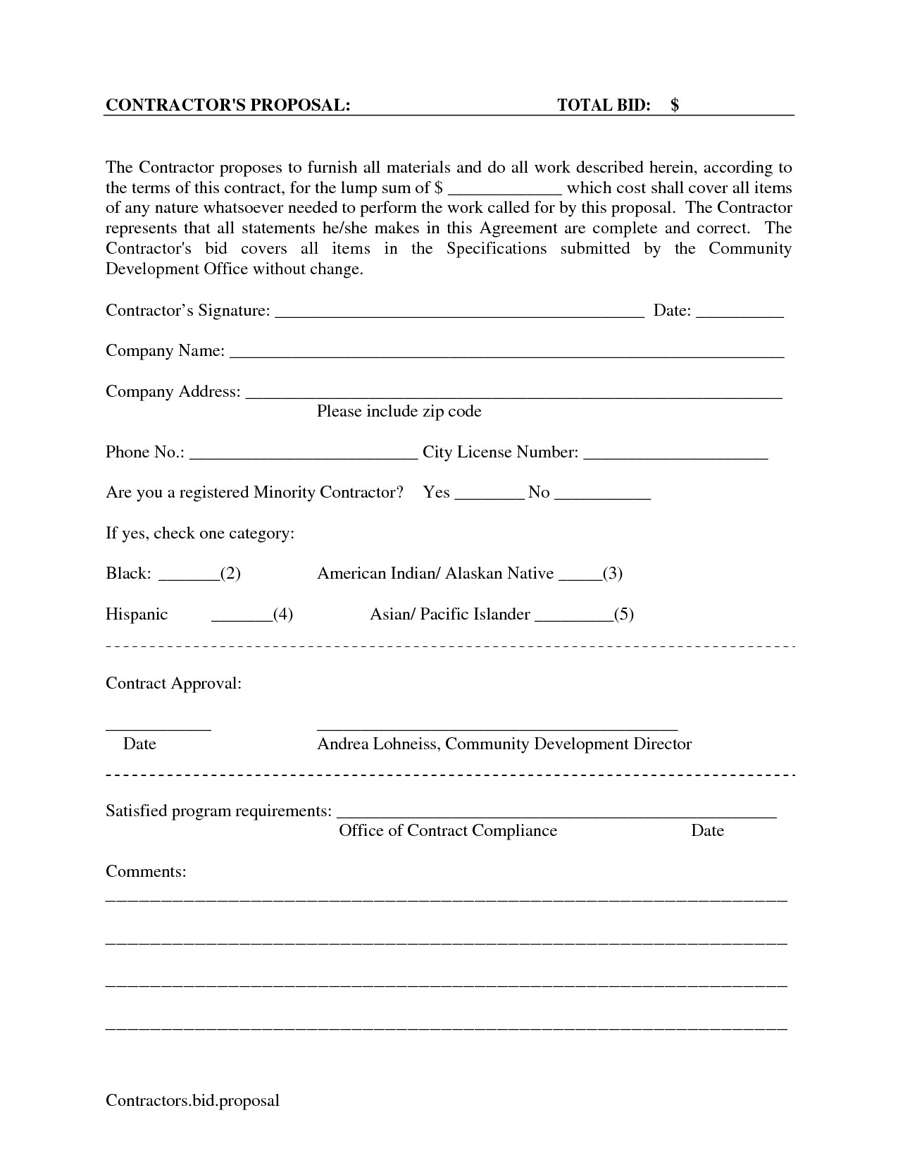 Drywall Bid Proposal Template Williamson ga us