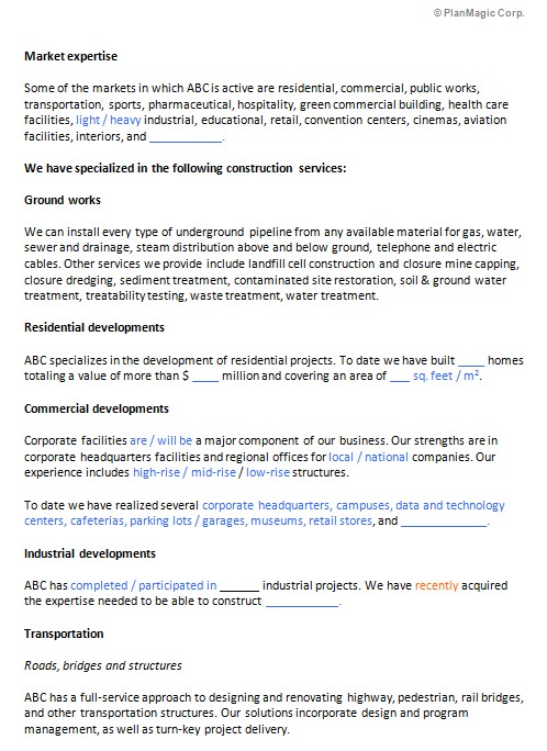 General Contractor Business Plan Template Williamson ga us