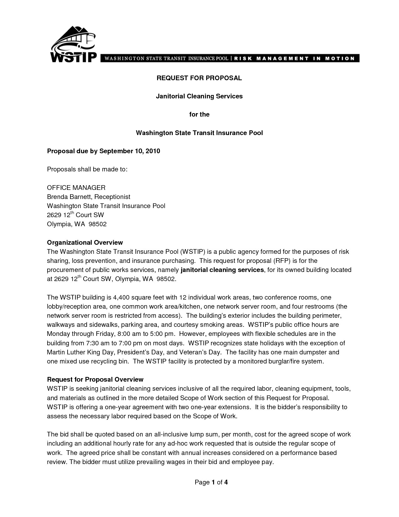 Janitorial Services Proposal Template Williamson ga us