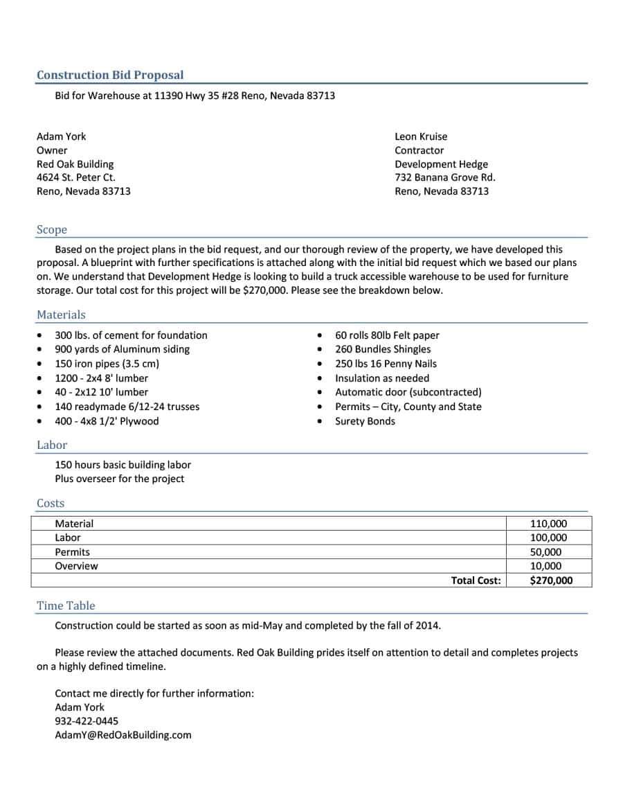 Masonry Bid Proposal Template Williamson ga us