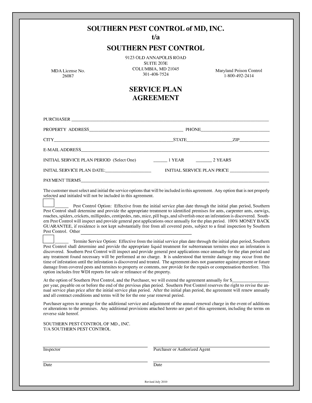 Pest Control Contract Proposal Template Williamson ga us