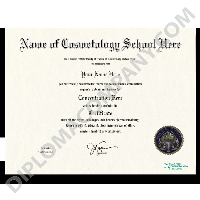 Fake Cosmetology License Template