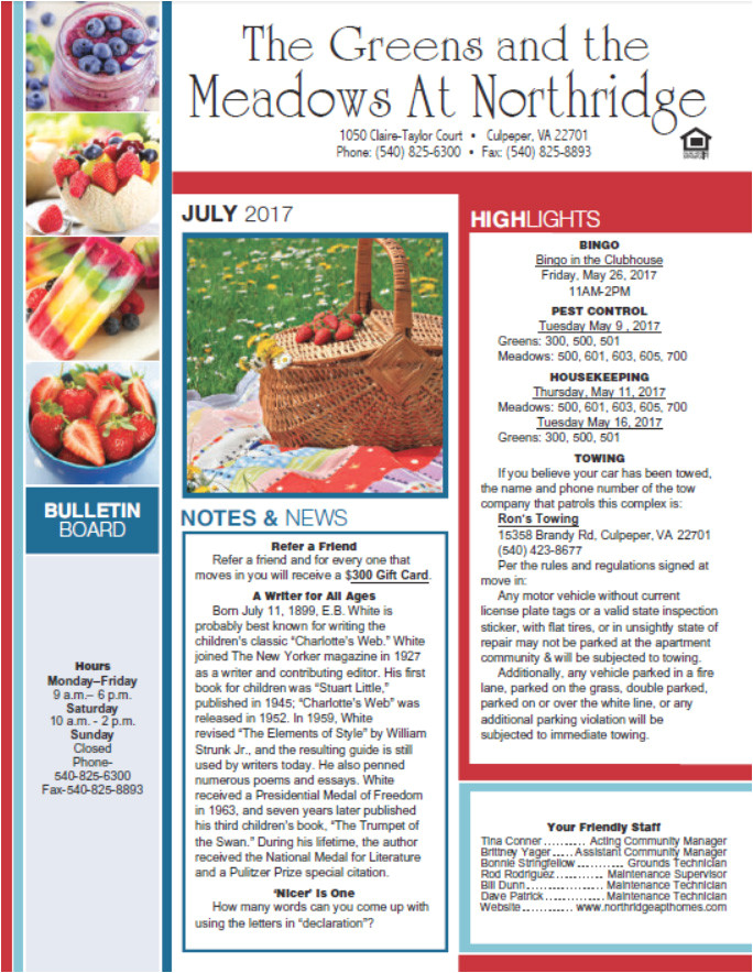 Apartment Community Newsletter Templates Williamson ga us
