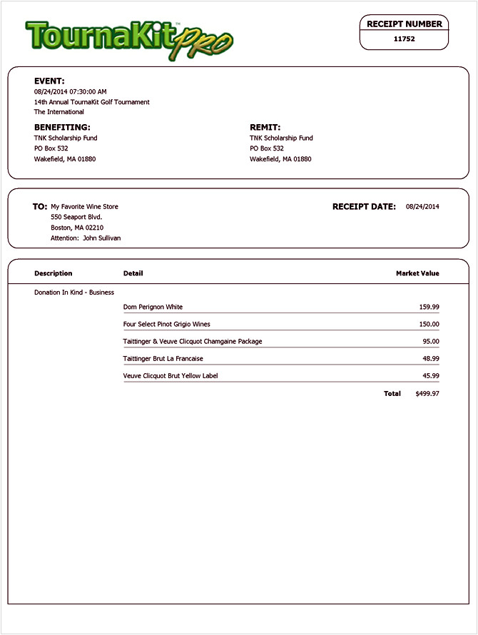Silent Auction Receipt Template