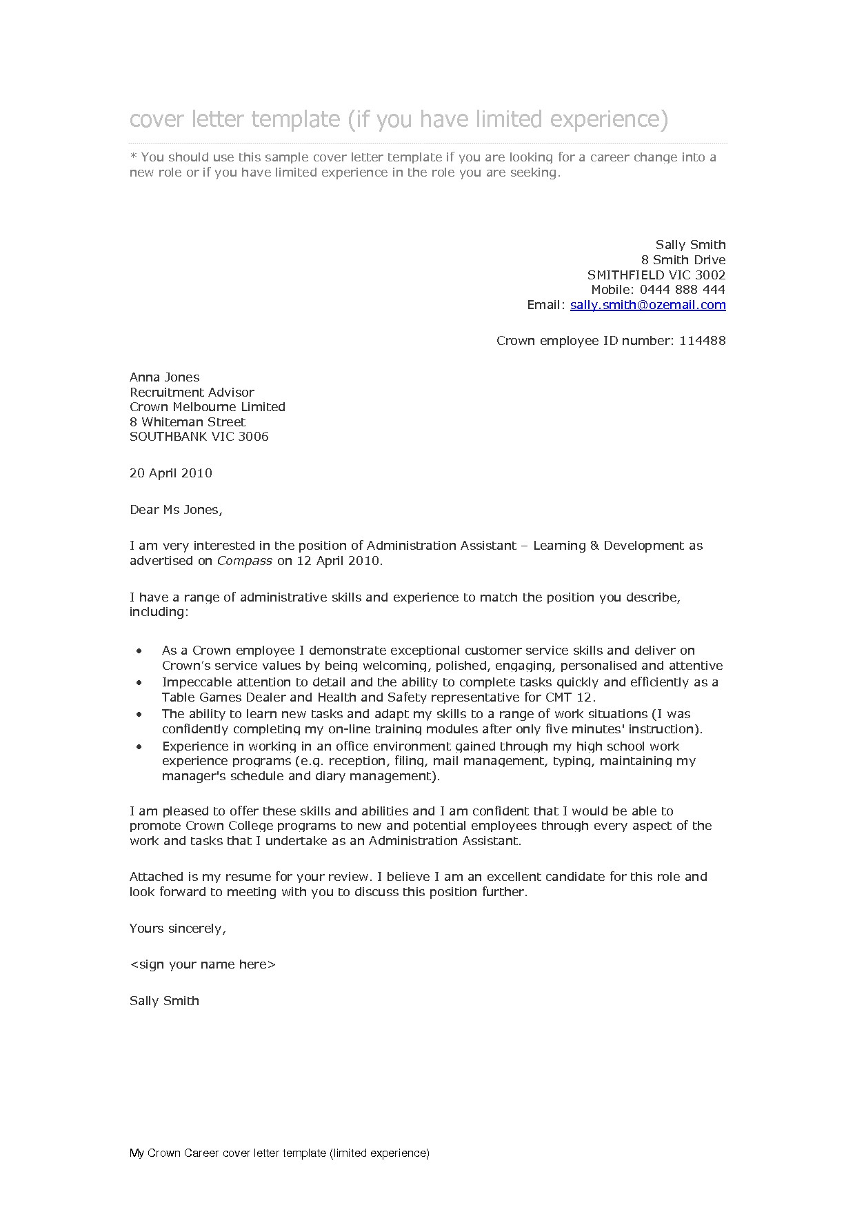 Cover Letter For Daycare Worker No Experience Williamson ga us