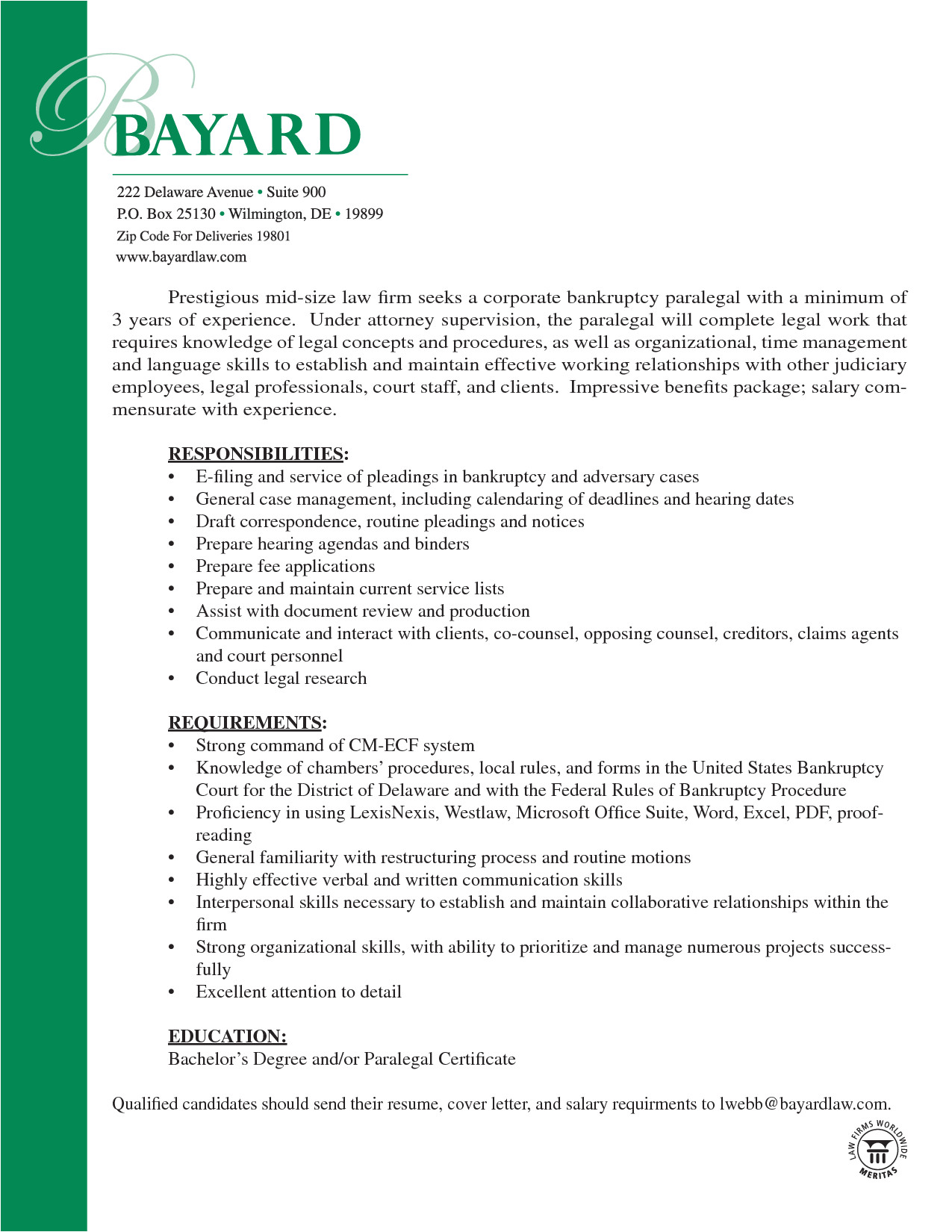 Cover Letter For Paralegal With No Experience Williamson ga us