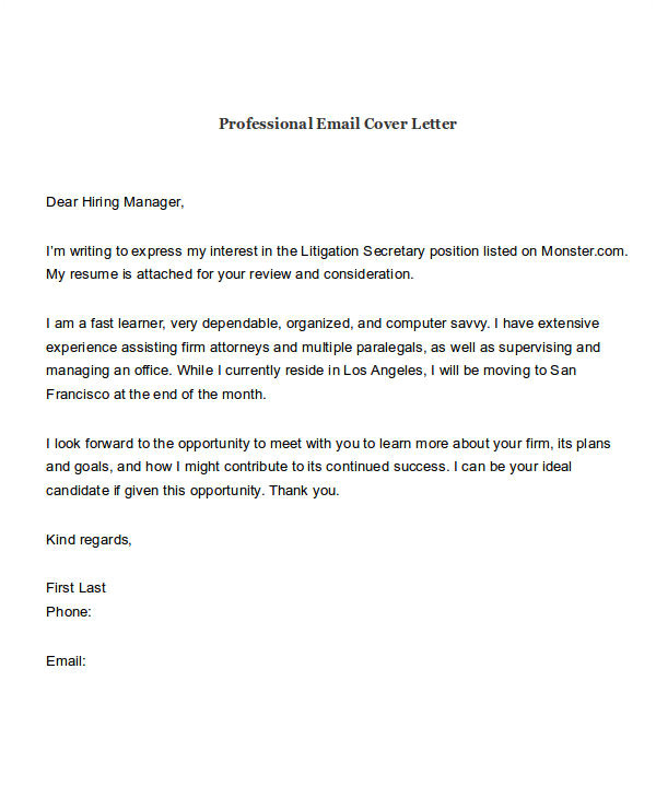 How To Email Cover Letter And Resume
