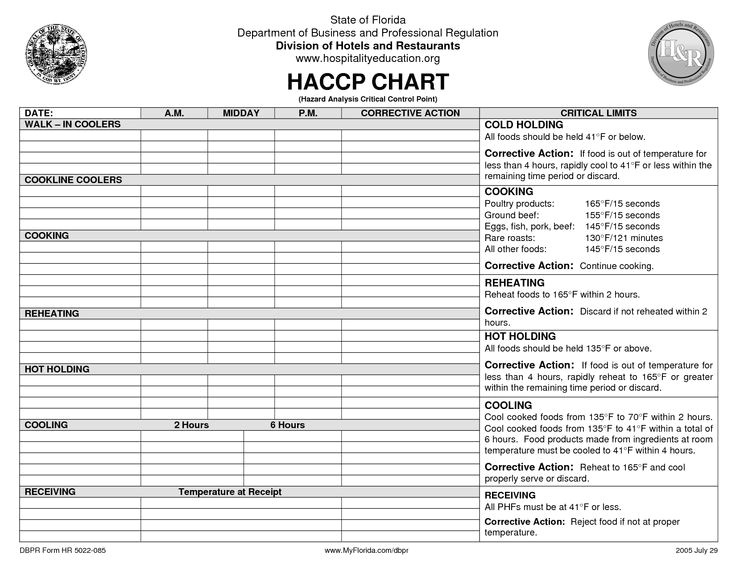 Haccp Checklist Template Williamson ga us