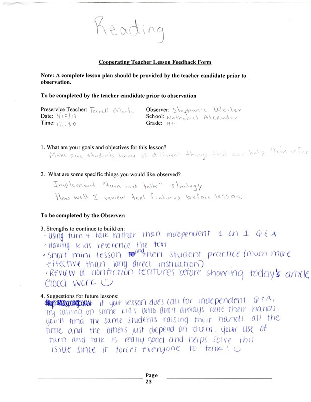 Lesson Plan Feedback Template Williamson ga us Lesson Plan Feedback Template Williamson ga us