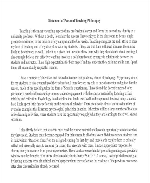 Personal Statement Template For Teaching Williamson ga us