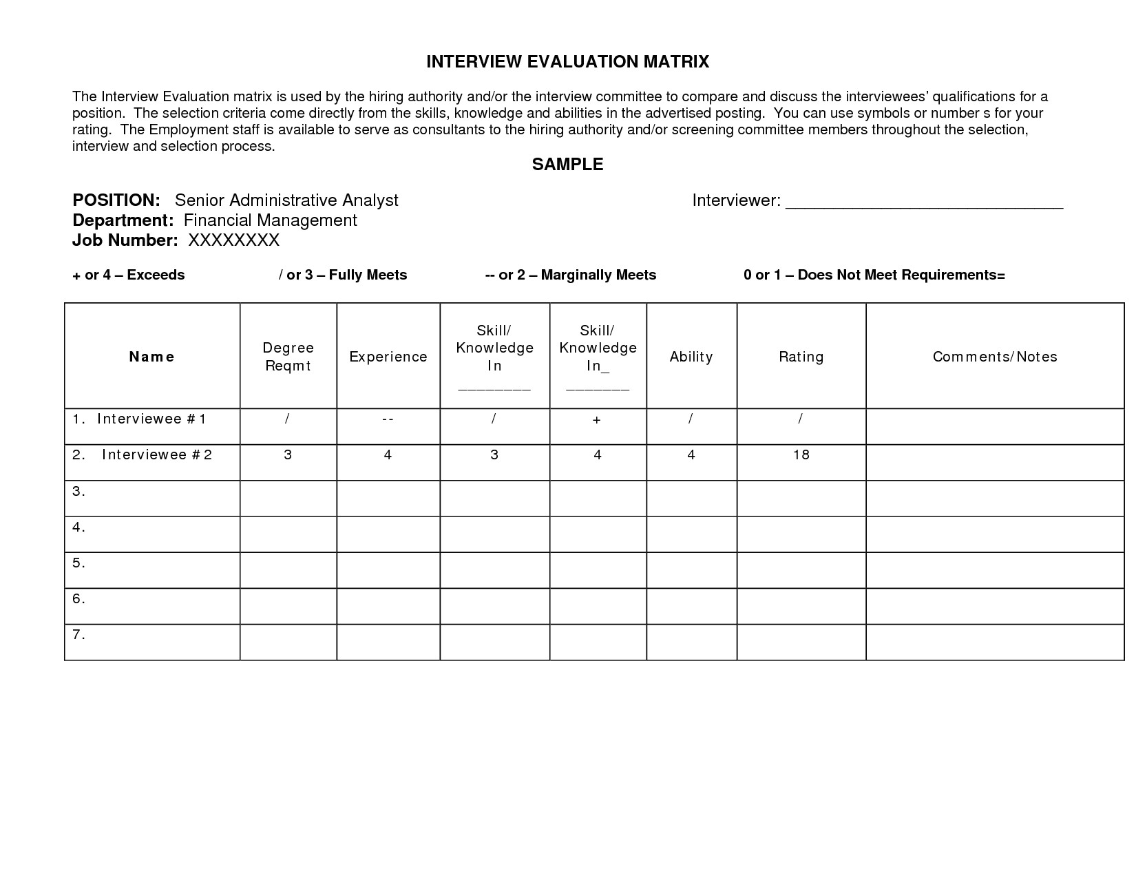 Rfp Scoring Matrix Template Williamson ga us