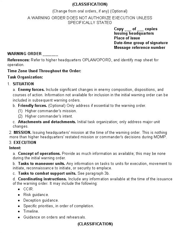 Usmc Warning Order Template Williamson ga us