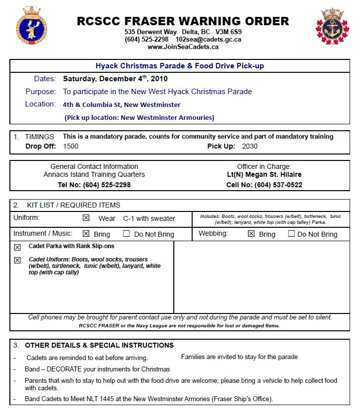 Usmc Warning Order Template Williamson ga us