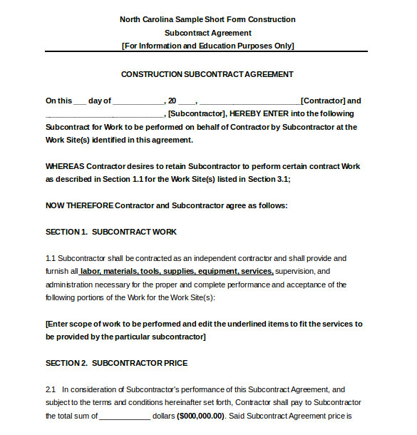 Independent Contractor Contract Template South Africa Williamson ga us