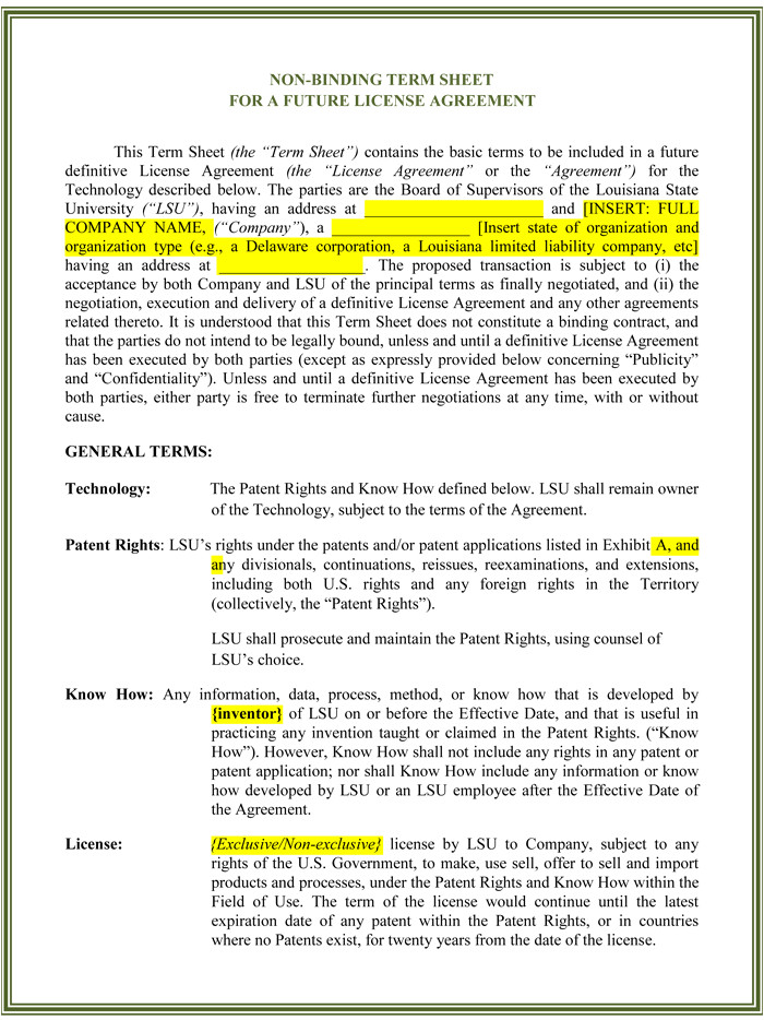 Non Binding Contract Template Williamson ga us