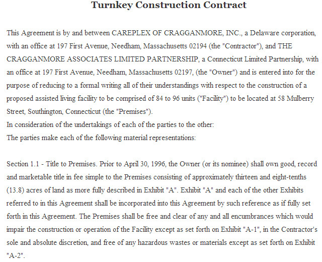 Turnkey Contract Template Williamson ga us Turnkey Contract Template Williamson ga us