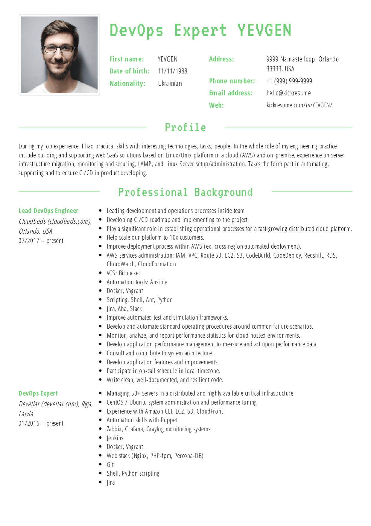 Devops Engineer Resume Headline Williamson ga us