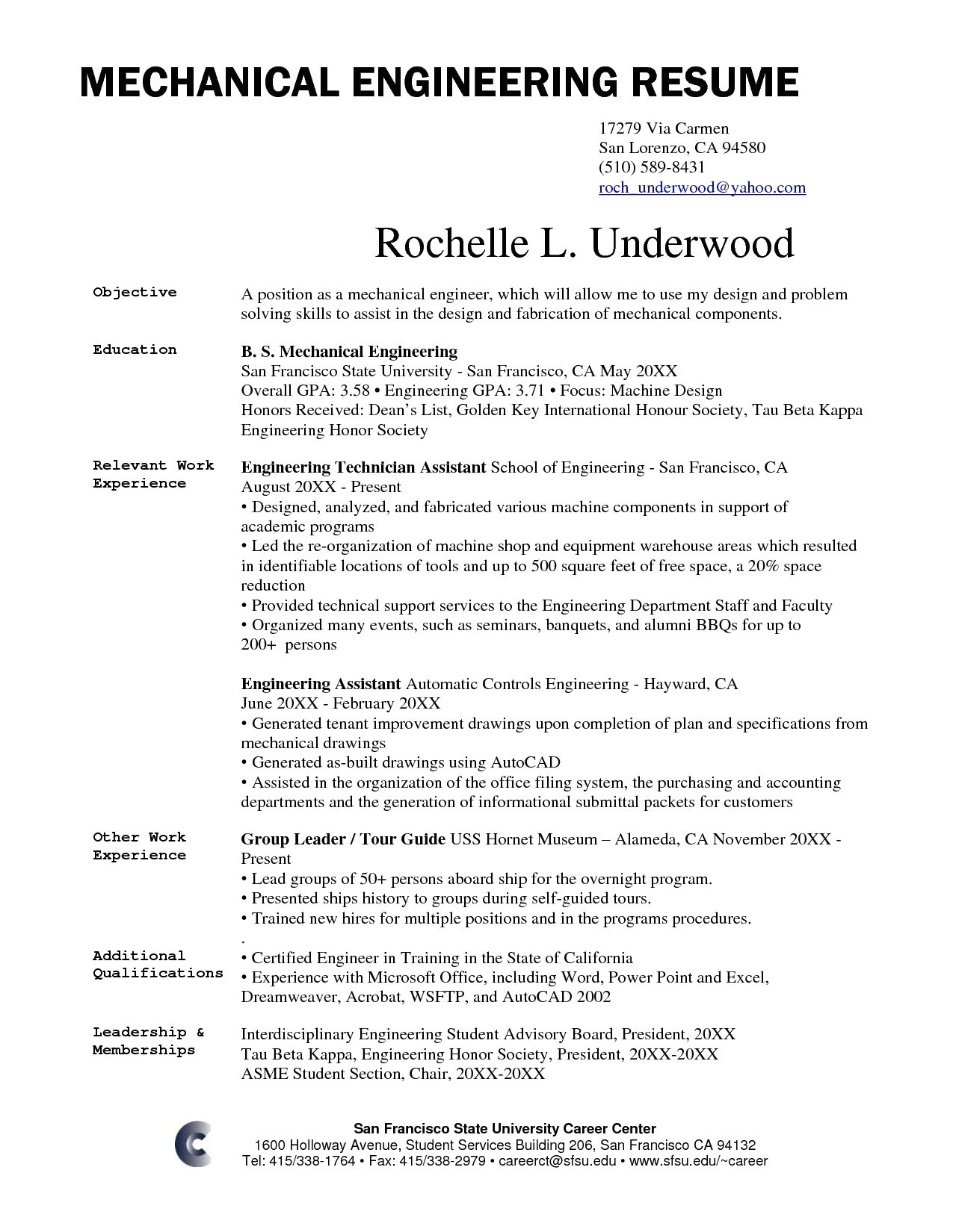 Engineer Resume New Graduate Williamson ga us