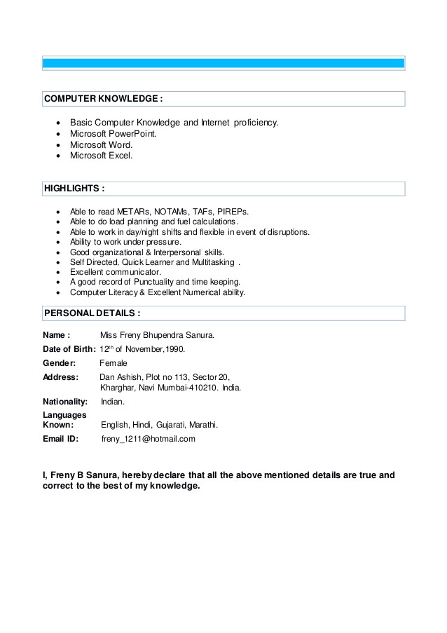 How To Write Basic Computer Knowledge In Resume Williamson ga us