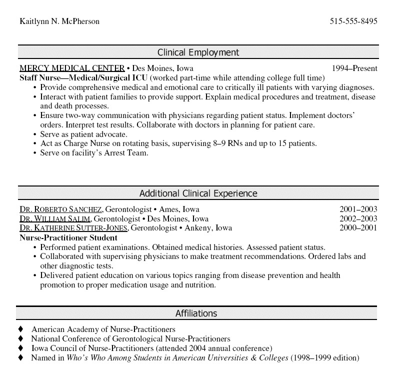 Nurse Practitioner Student Resume Williamson ga us