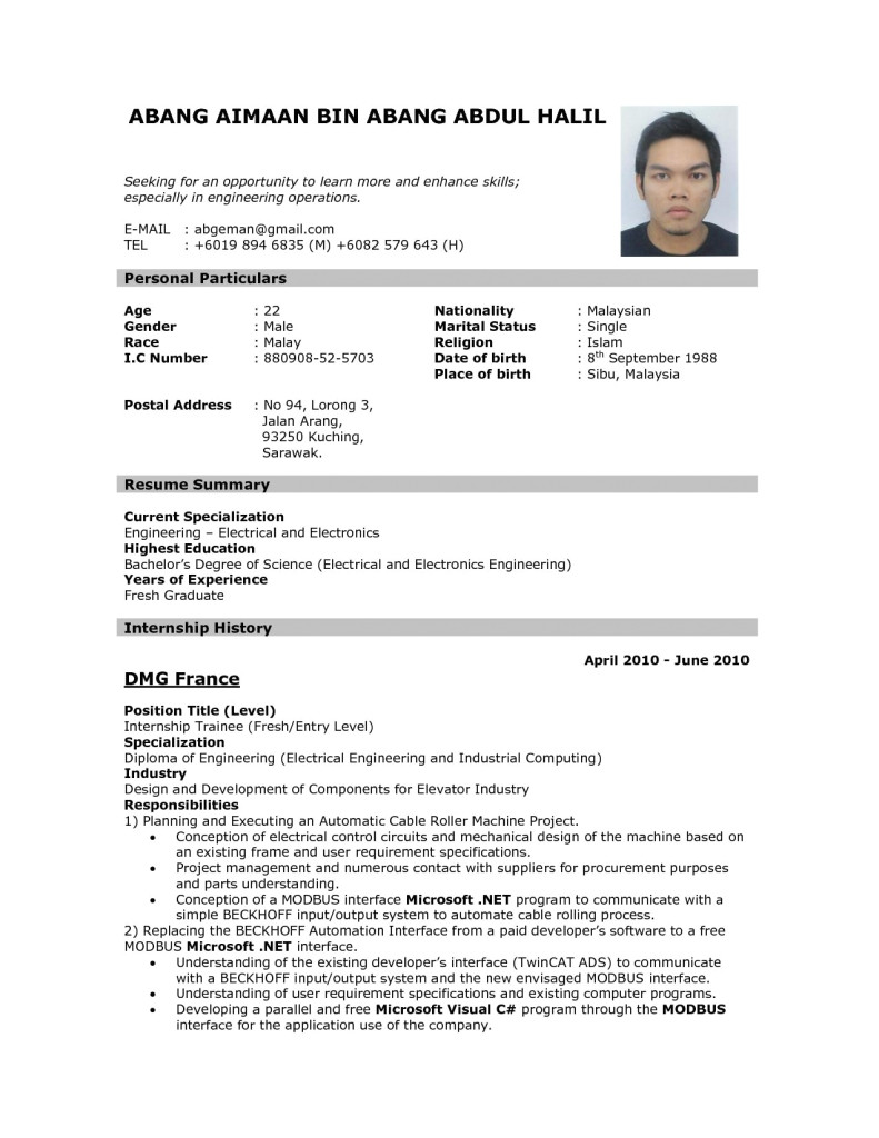 Resume Format For Abroad Job Williamson ga us