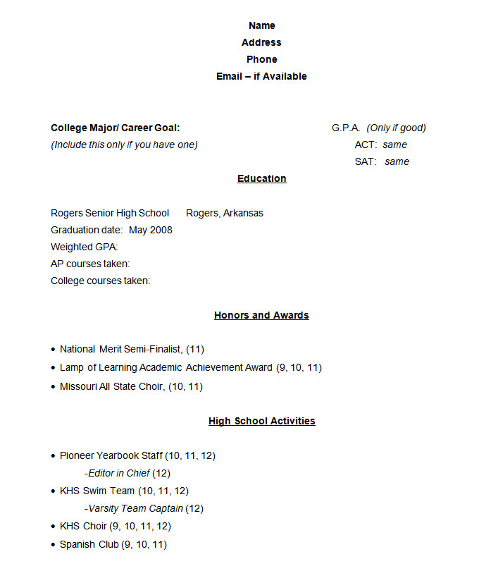 Simple Resume Format For 12th Pass Student Williamson ga us