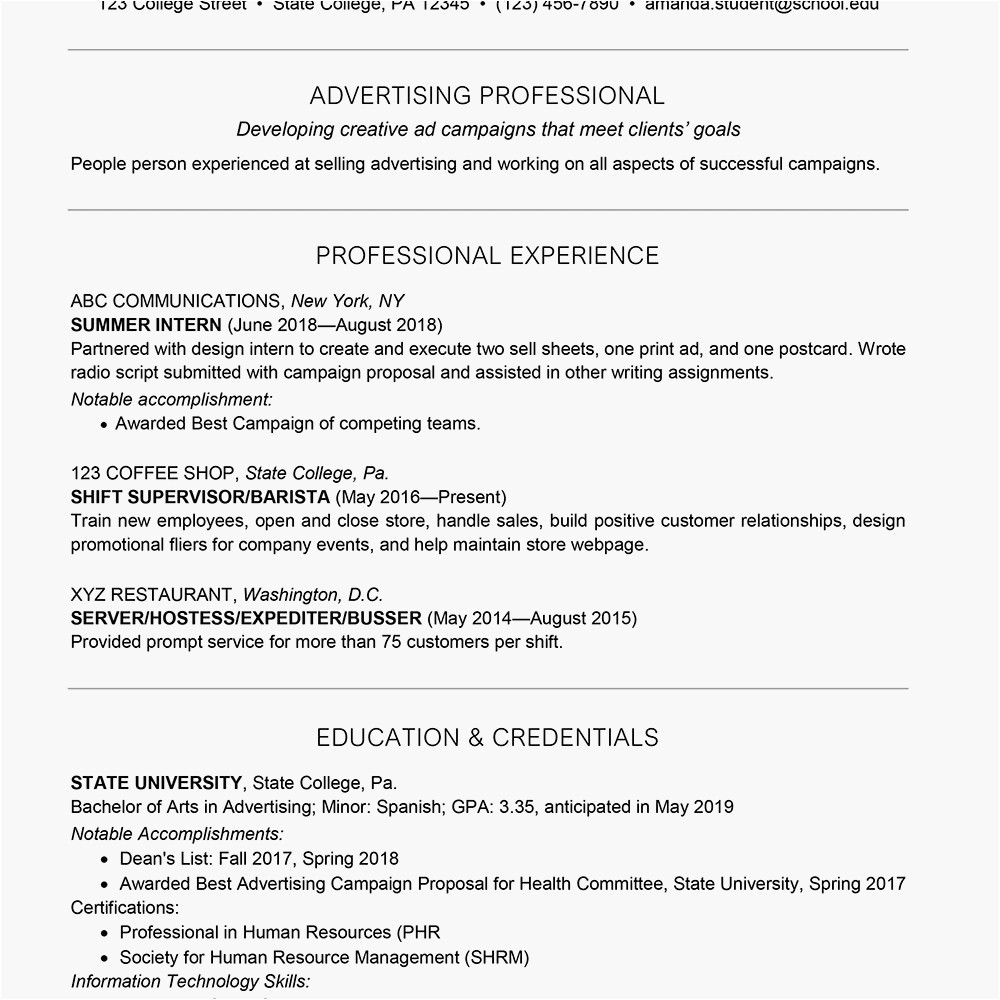 View Resume For College Student With Little Work Experience Pics Infortant Document